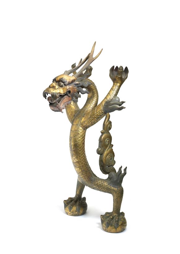 Bonhams : A very large imperial gilt-bronze repoussé model of a five ...