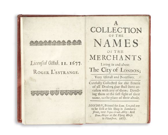Bonhams : LONDON MERCHANTS LEE (SAMUEL) A Collection of the Names of ...
