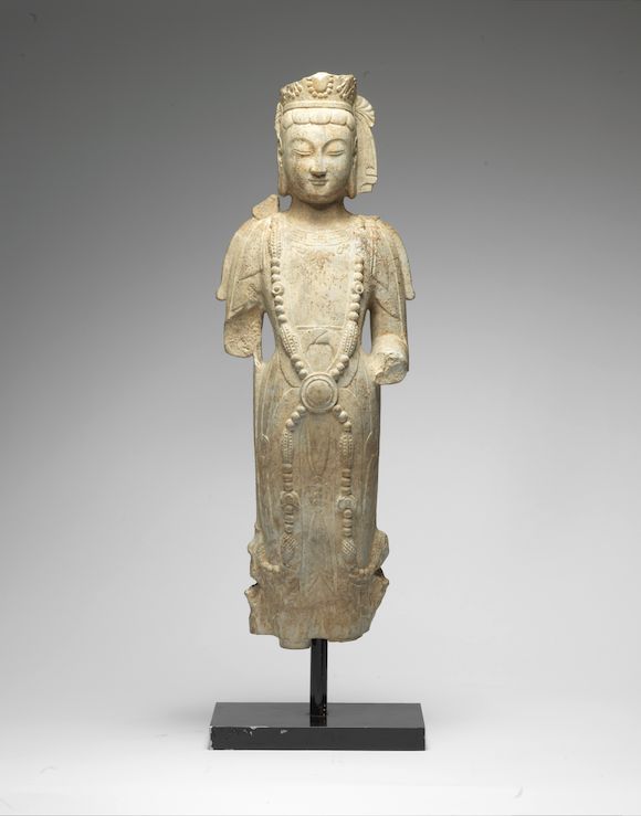 Bonhams : A rare carved limestone figure of a bodhisattva Northern Qi ...