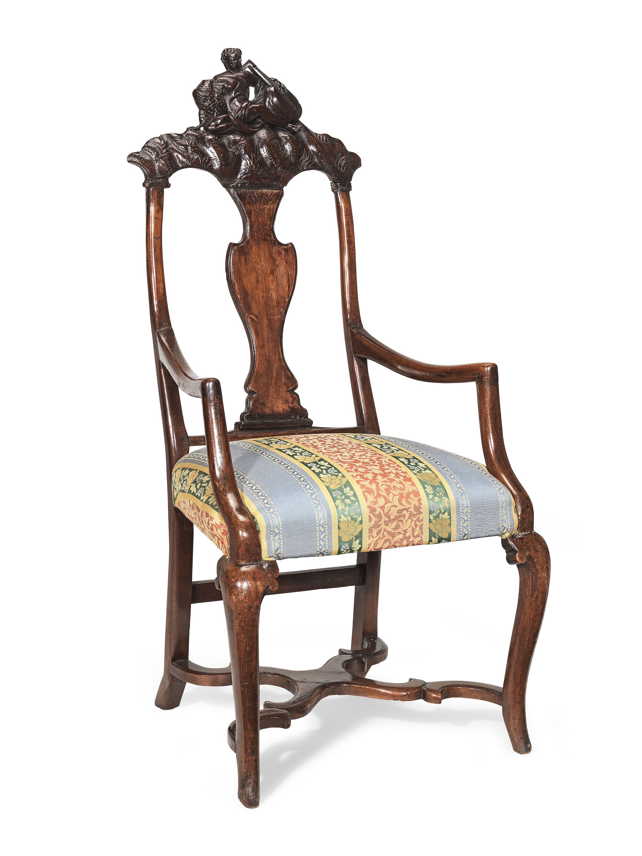 Bonhams : An Italian carved walnut armchair18th century
