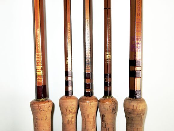 Bonhams : Five Bruce & Walker Hexagraph cane rods