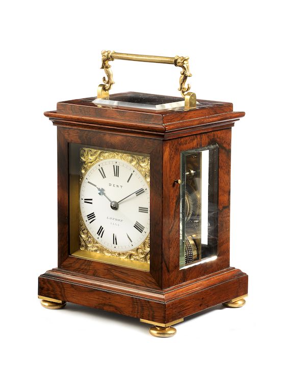Bonhams : A GOOD MID 19TH CENTURY ROSEWOOD TRAVELLING CLOCK WITH ENAMEL ...
