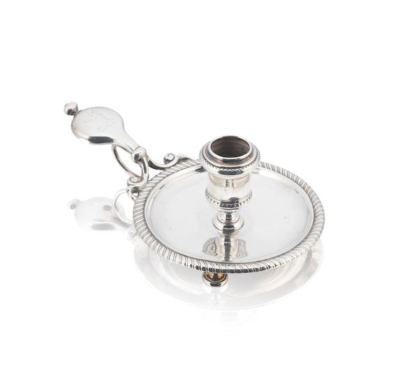 Bonhams : A William III silver chamberstick Pierre Platel, London 1701