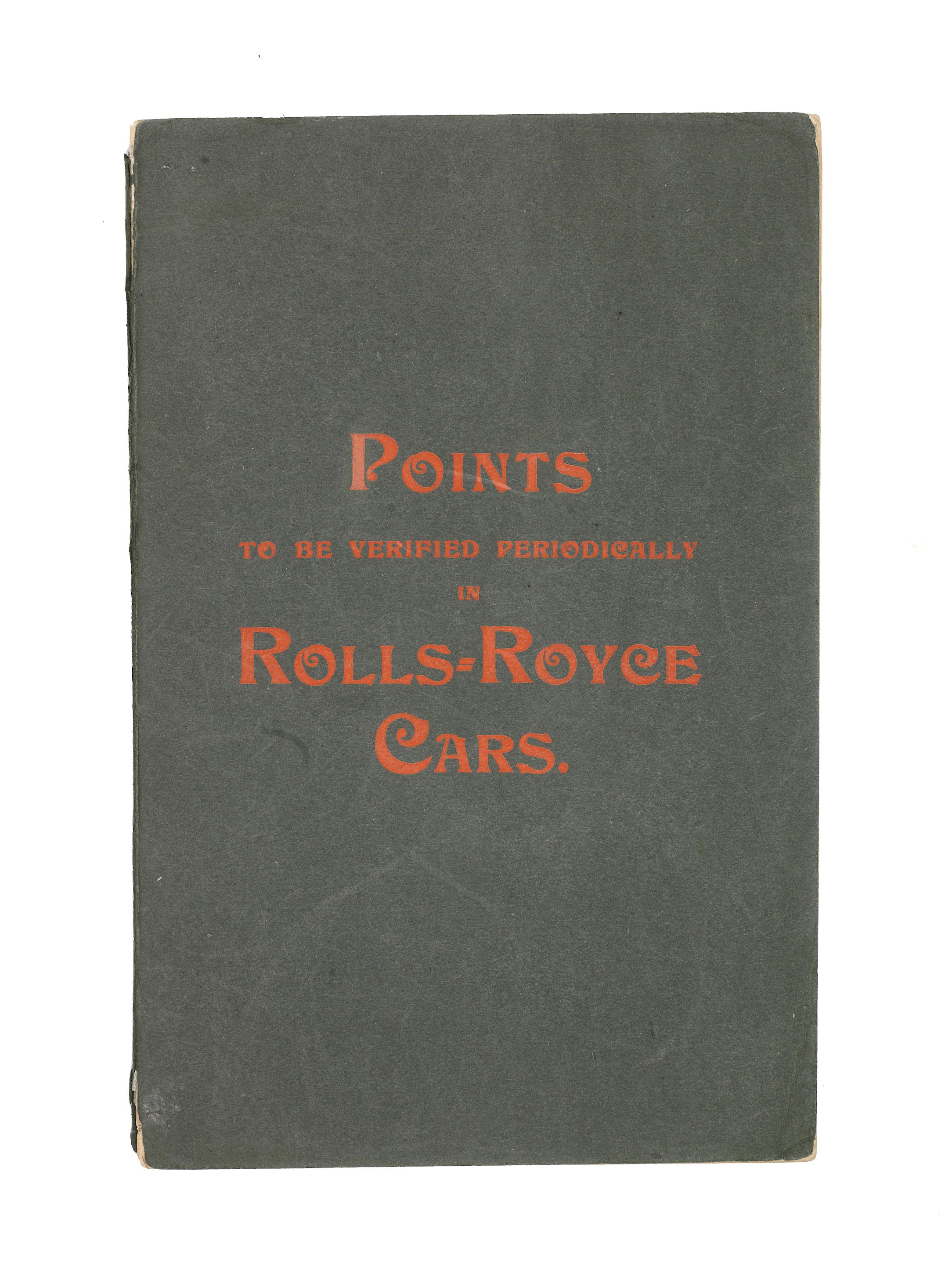 Bonhams Cars : A 'Points to be Verified Periodically in Rolls=Royce ...