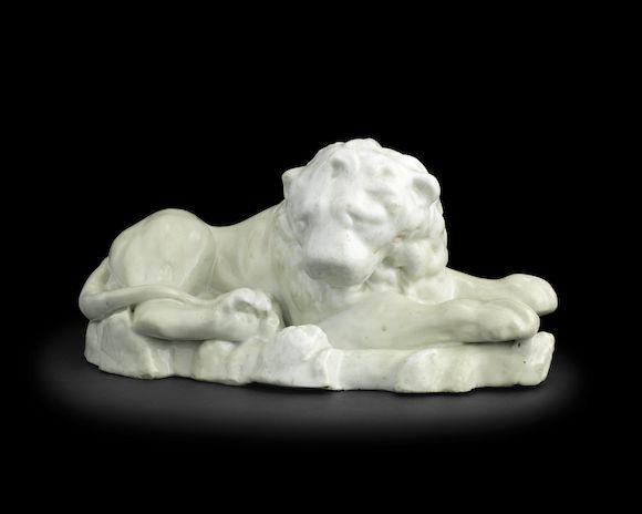 Bonhams : A large early Bow model of a lion, circa 1750