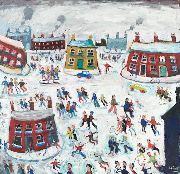 Bonhams : Simeon Stafford (British, born 1956) Snowy Street Scene ...