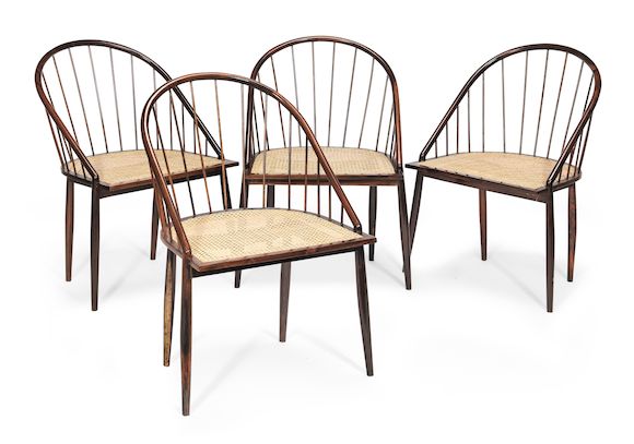 Bonhams : Joaquin Teneiro (Brazilian, 1906-1992) A Set of Four 'Cadeira ...