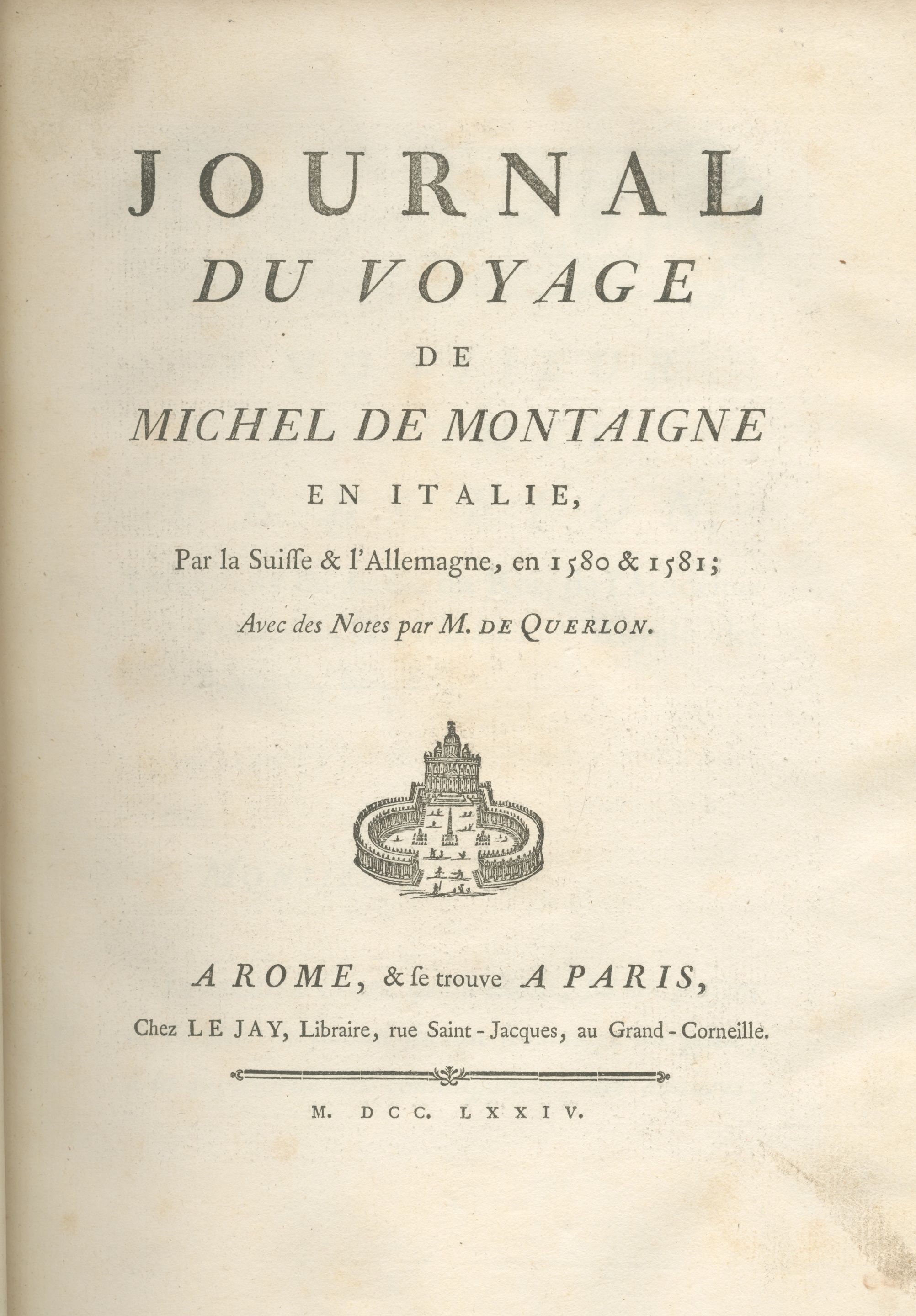 Bonhams : MONTAIGNE (MICHEL DE) Journal du voyage... en Italie, par la ...