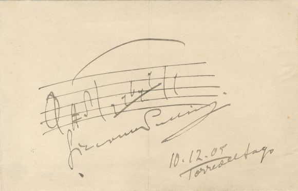 Bonhams : MUSIC PUCCINI (GIACOMO) Autograph musical quotation signed ...
