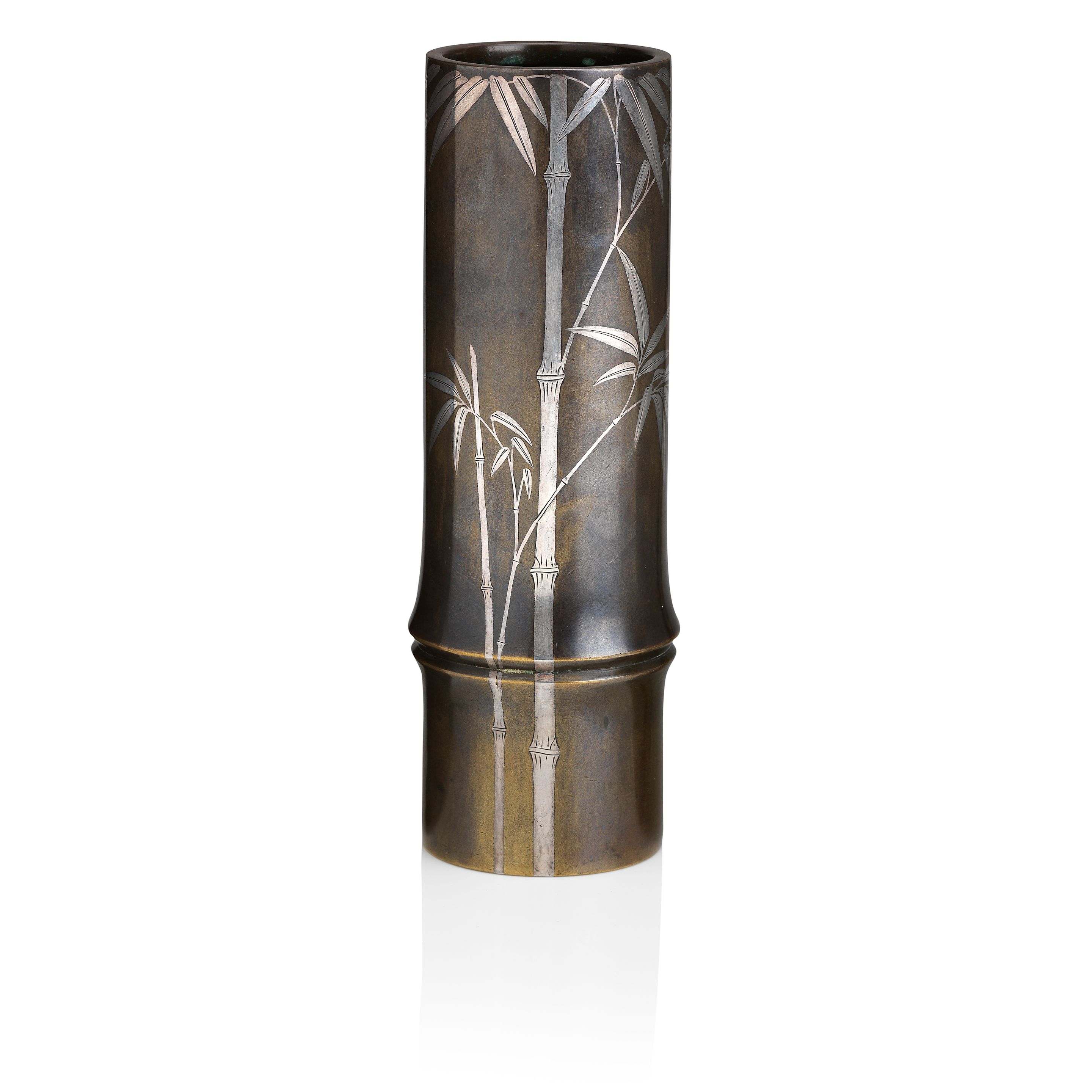 Bonhams : A silver-inlaid bronze vase By Hidekuni, Meiji era