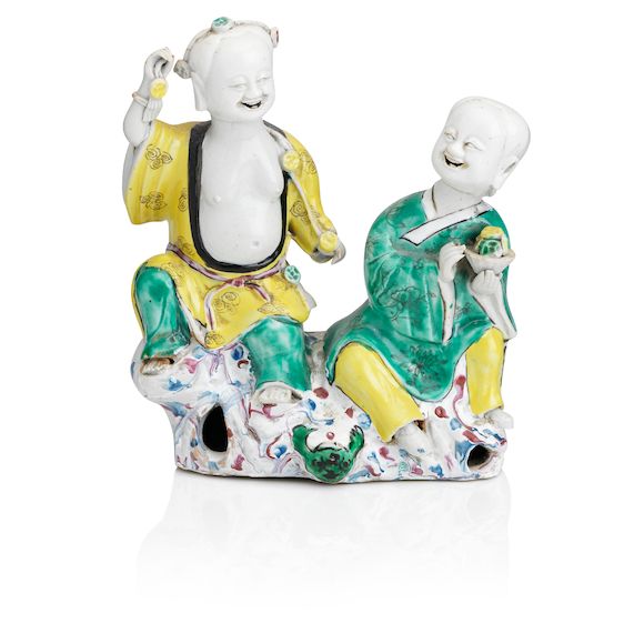 Bonhams : A famille rose group of the Hehe Erxian 18th/19th century