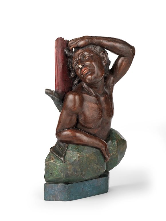 Bonhams : A 19th century carved polychrome-decorated figure of Satan