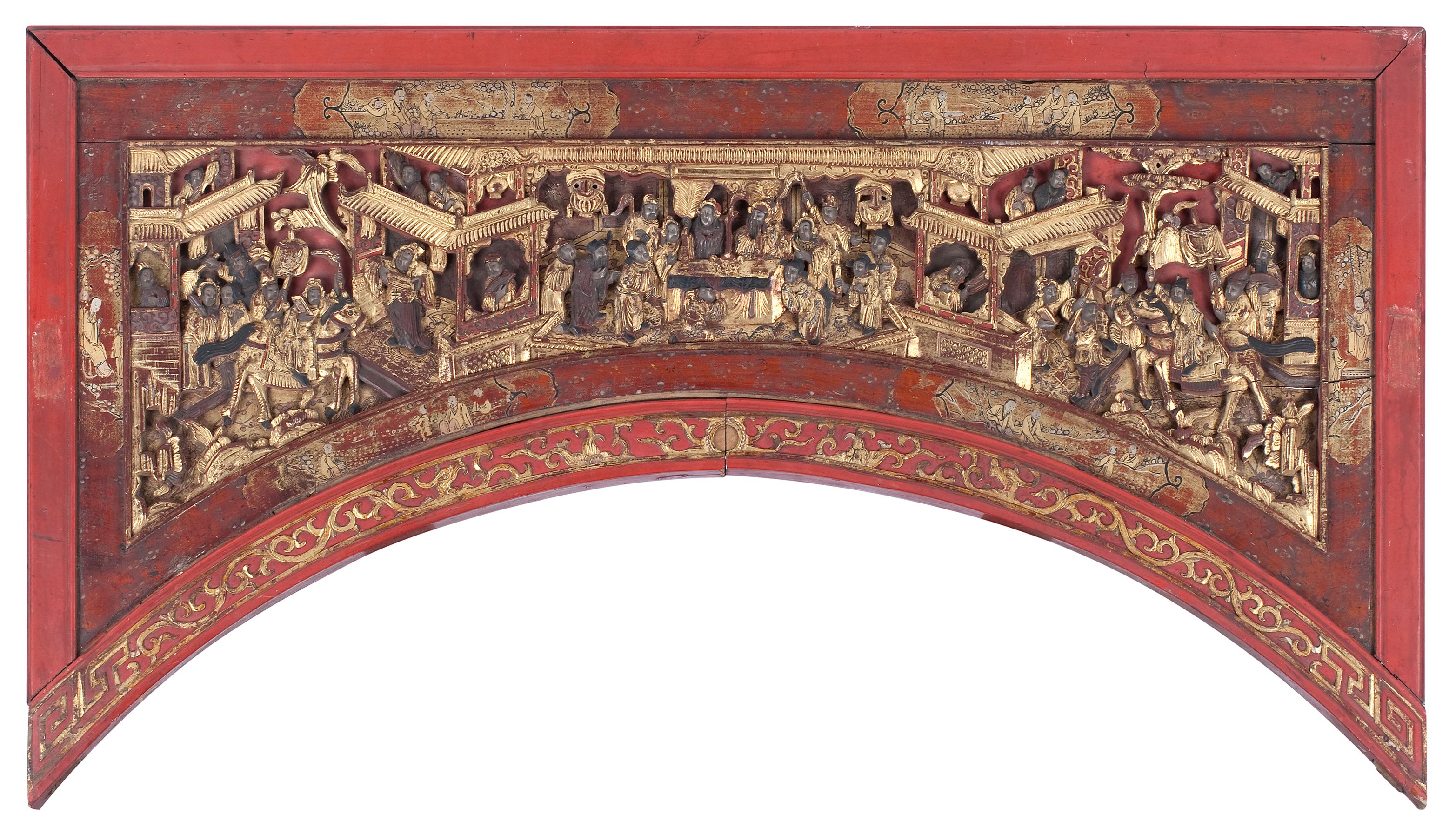 Bonhams : A carved, gilded and painted wood frieze 19th century