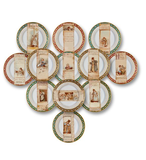 Bonhams : A set of twelve porcelain plates with Russian proverbs after ...