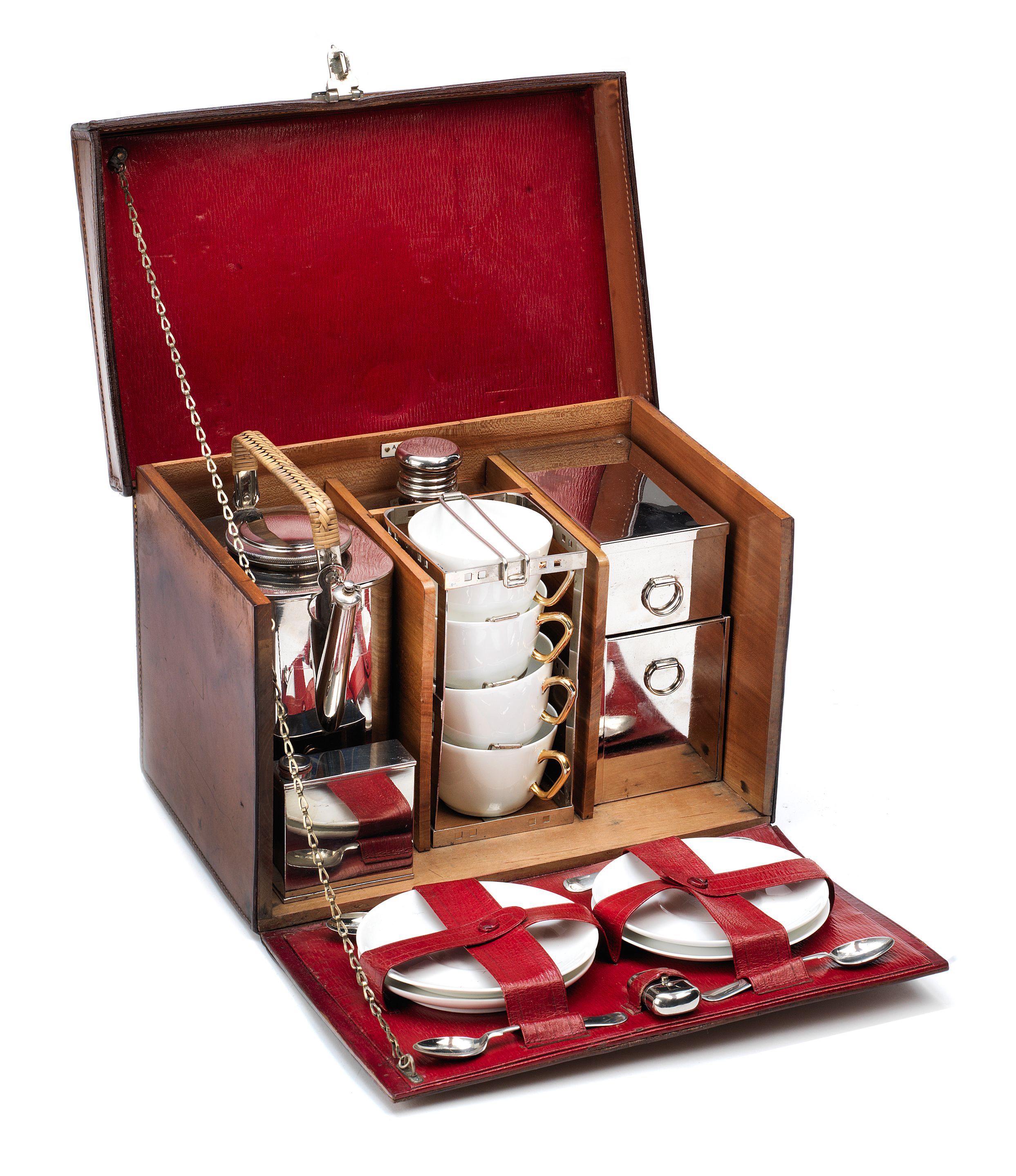 Bonhams Cars : A leather-cased tea-set for four persons by Asprey ...