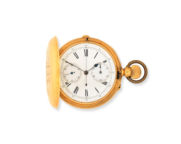 Bonhams An 18k Gold Keyless Wind Full Hunter Chronograph Pocket Watch