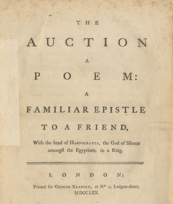 Bonhams : CHATTERTON (THOMAS) The Auction a Poem, FIRST EDITION, George ...
