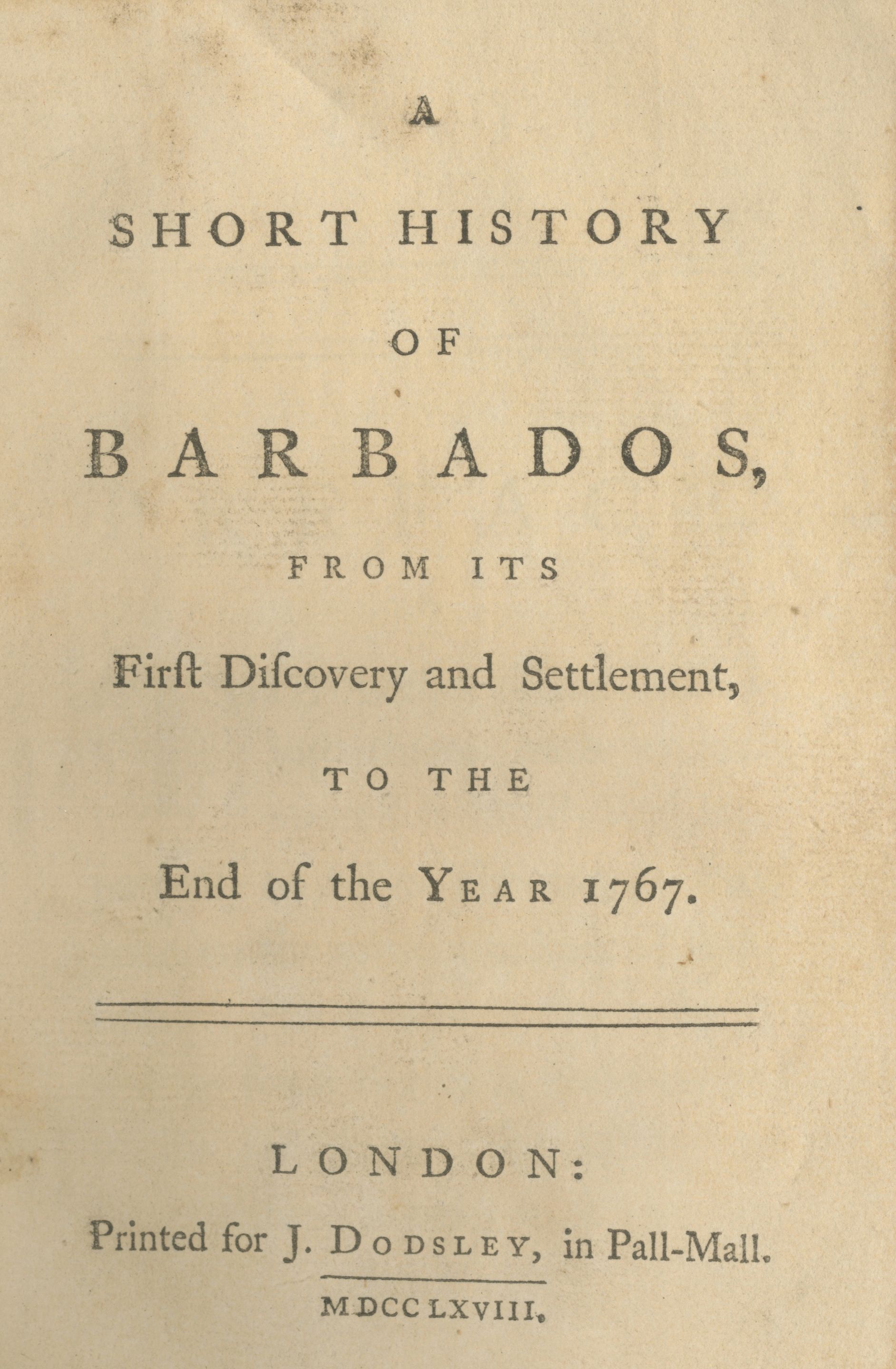 Bonhams : FRERE (WILLIAM, OR HENRY A Short History of Barbados, from ...