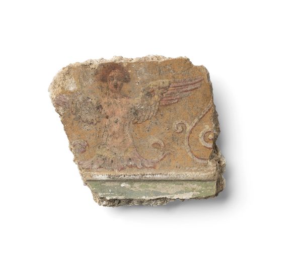 Bonhams : A Roman polychrome wall painting fragment