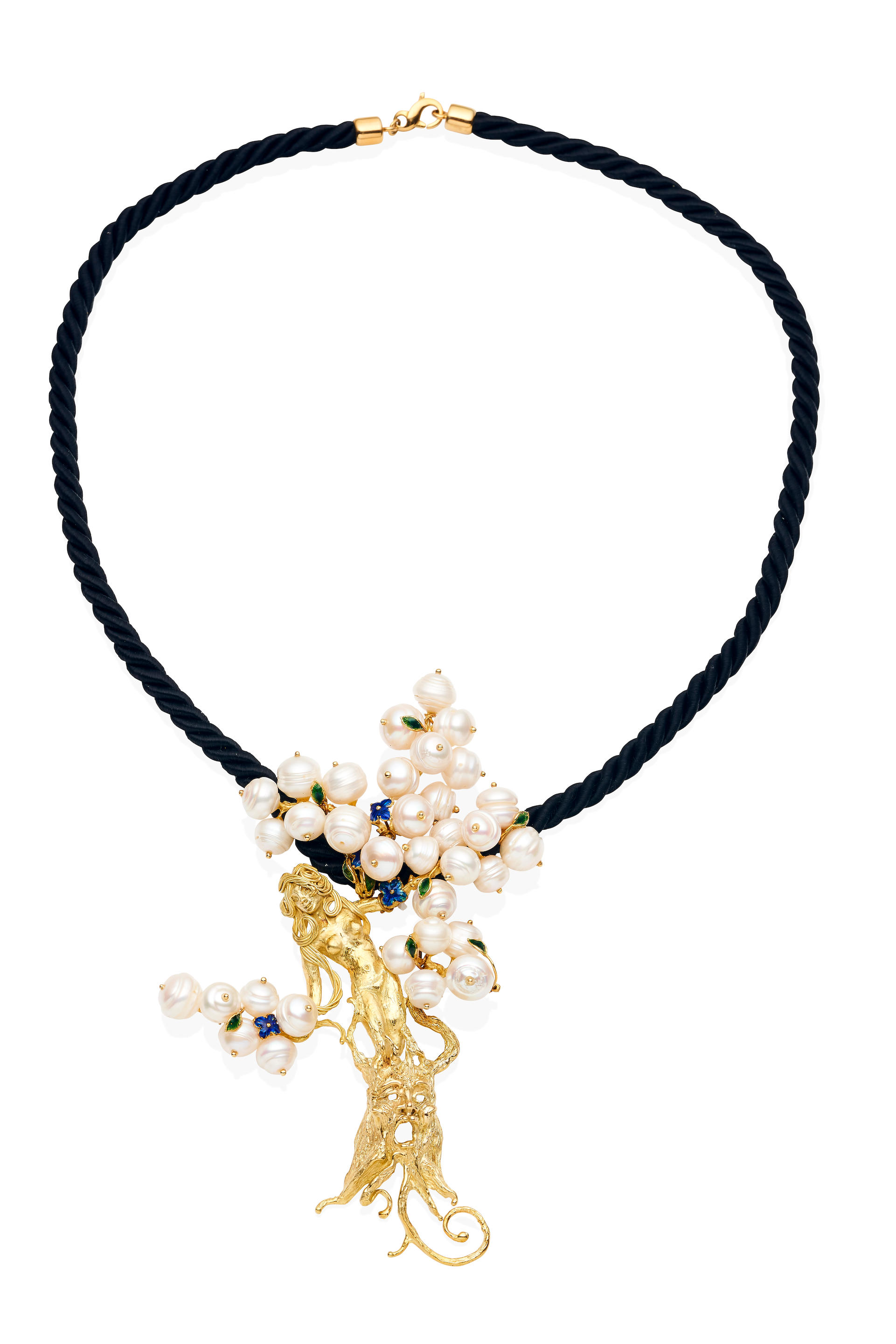 Bonhams A Pearl Enamel And Gold Pendant Necklace By Francois Santo