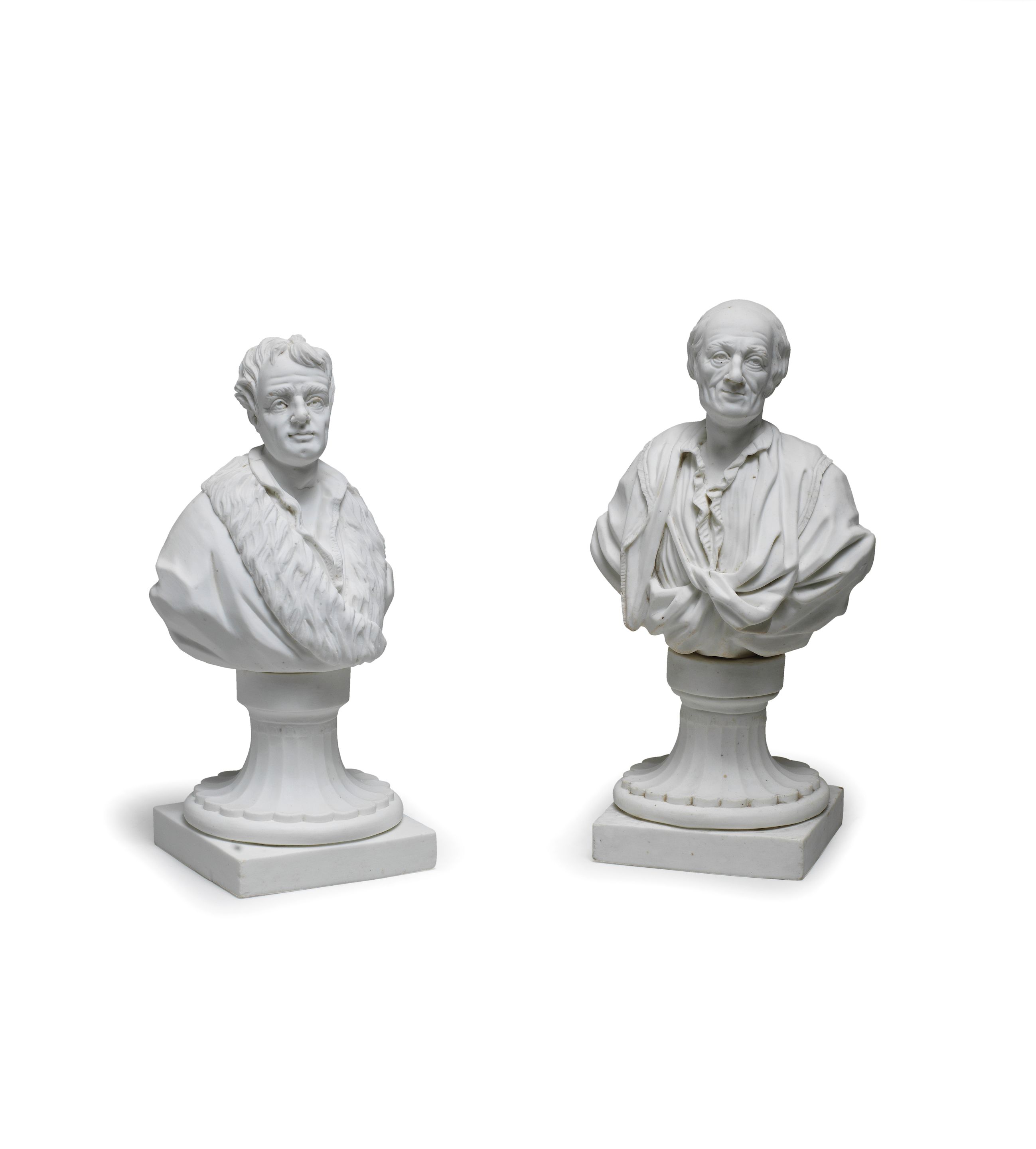 Bonhams : Two Orléans biscuit portrait busts of Rousseau and Voltaire ...
