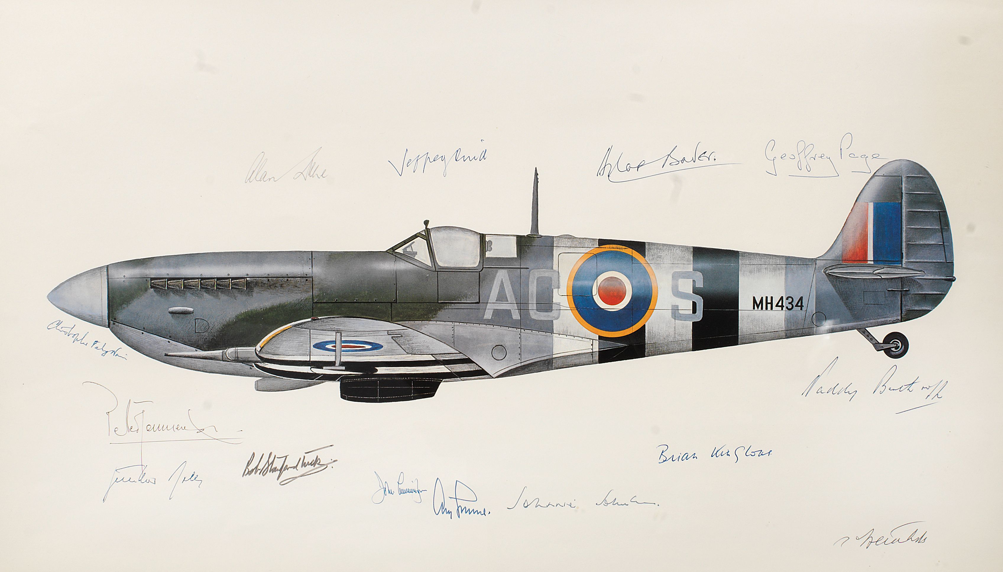 Bonhams Cars : Two framed Battle of Britain prints signed by RAF pilots ...