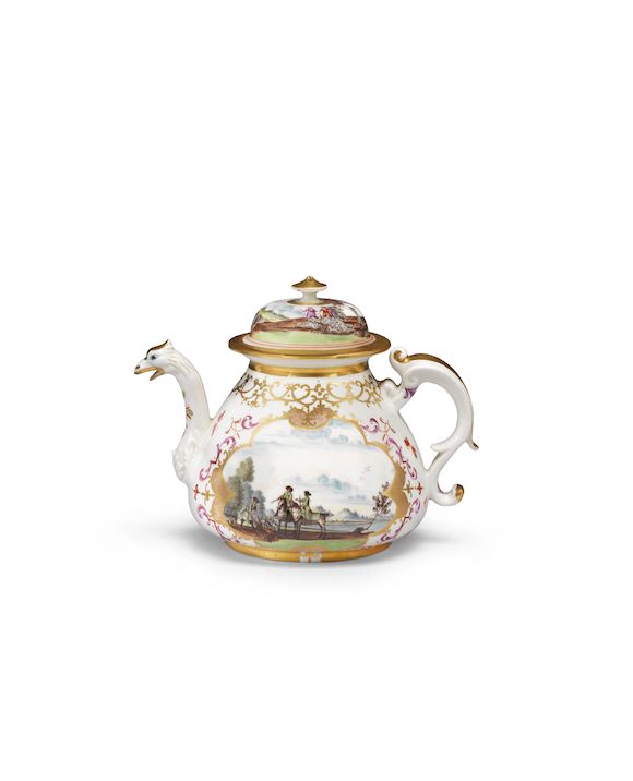 Bonhams : A Meissen KPM teapot and cover, circa 1724-25