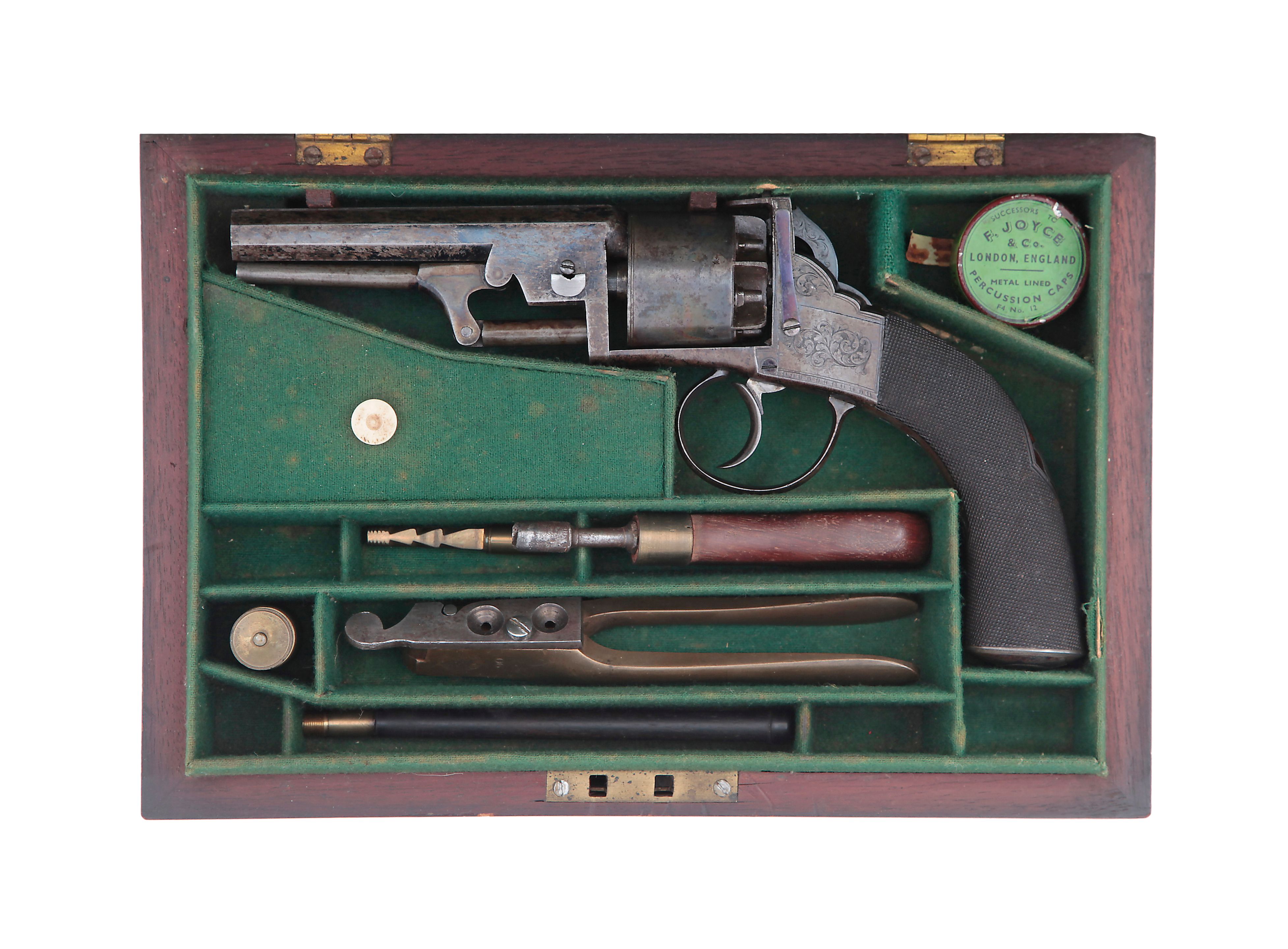 Bonhams : A Cased 90-Bore Percussion Self-Cocking Six-Shot Revolver Of ...