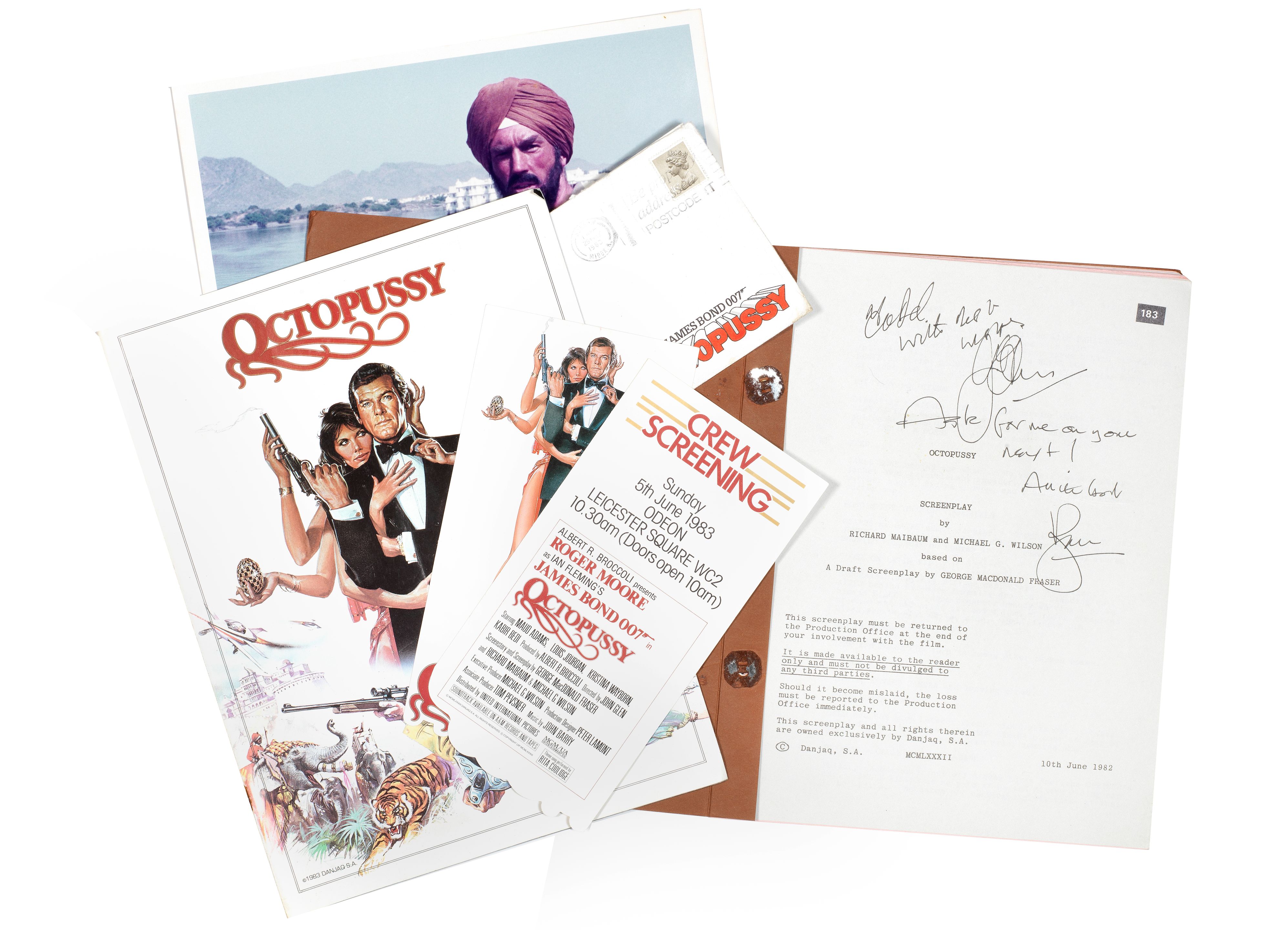 Bonhams : James Bond a screenplay script for Octopussy signed by Roger ...