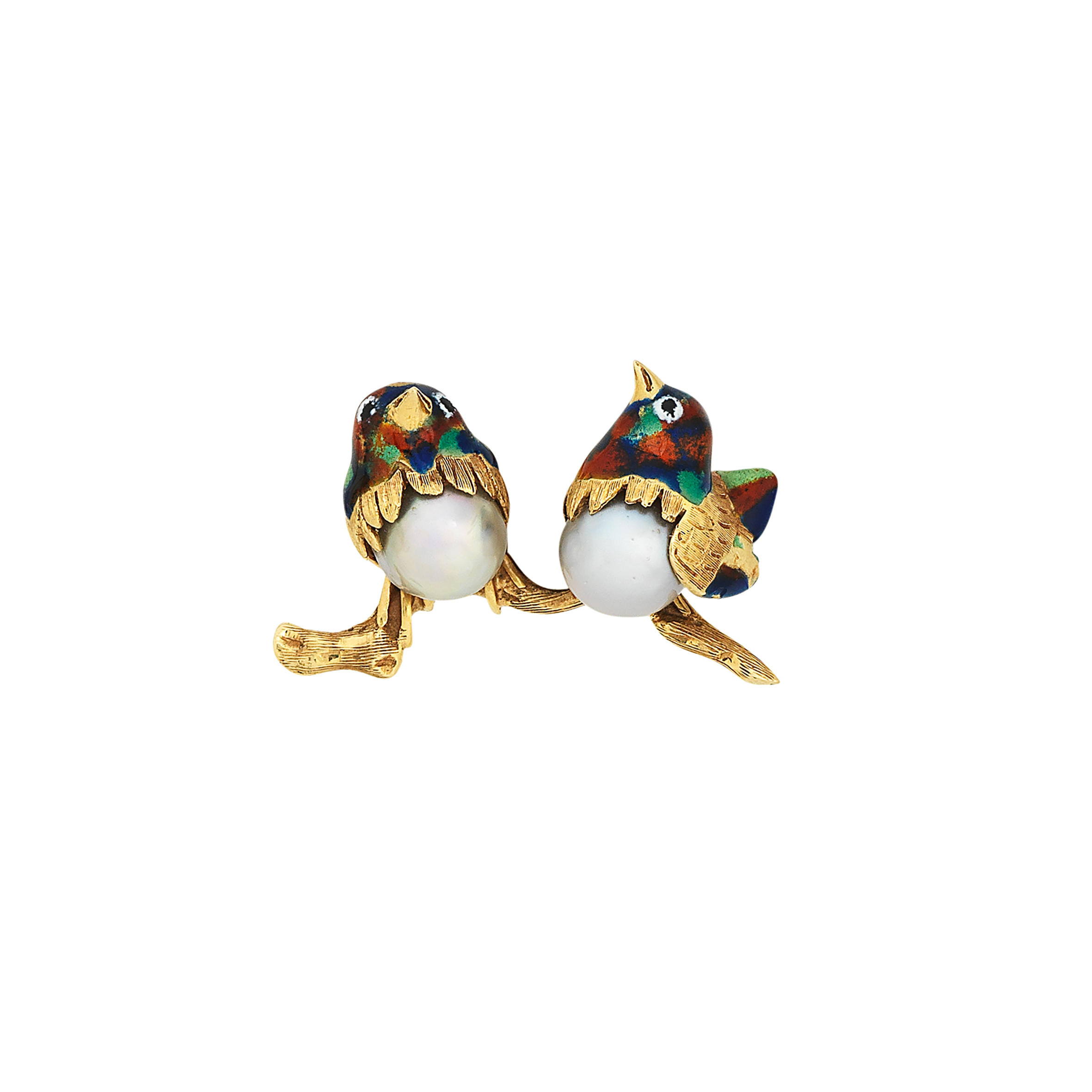 Bonhams An Enamel And Cultured Pearl Brooch