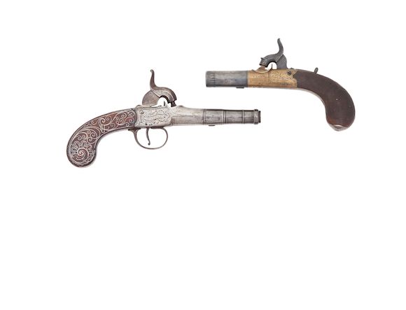 Bonhams : A 50-Bore Percussion Box-Lock Pocket Pistol, And Another of ...