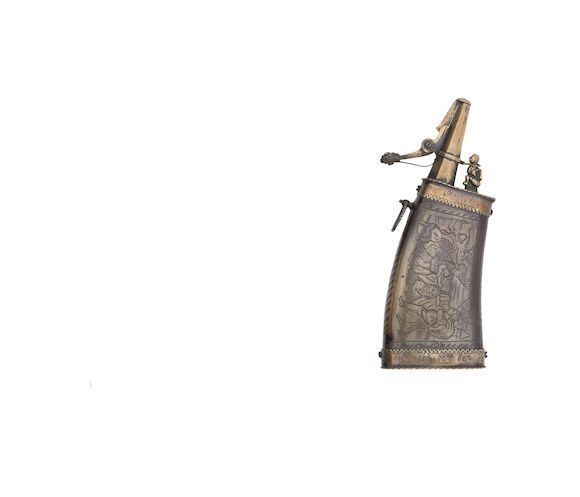 Bonhams : A Brass-Mounted Powder-Flask In German Late 16th Century Style