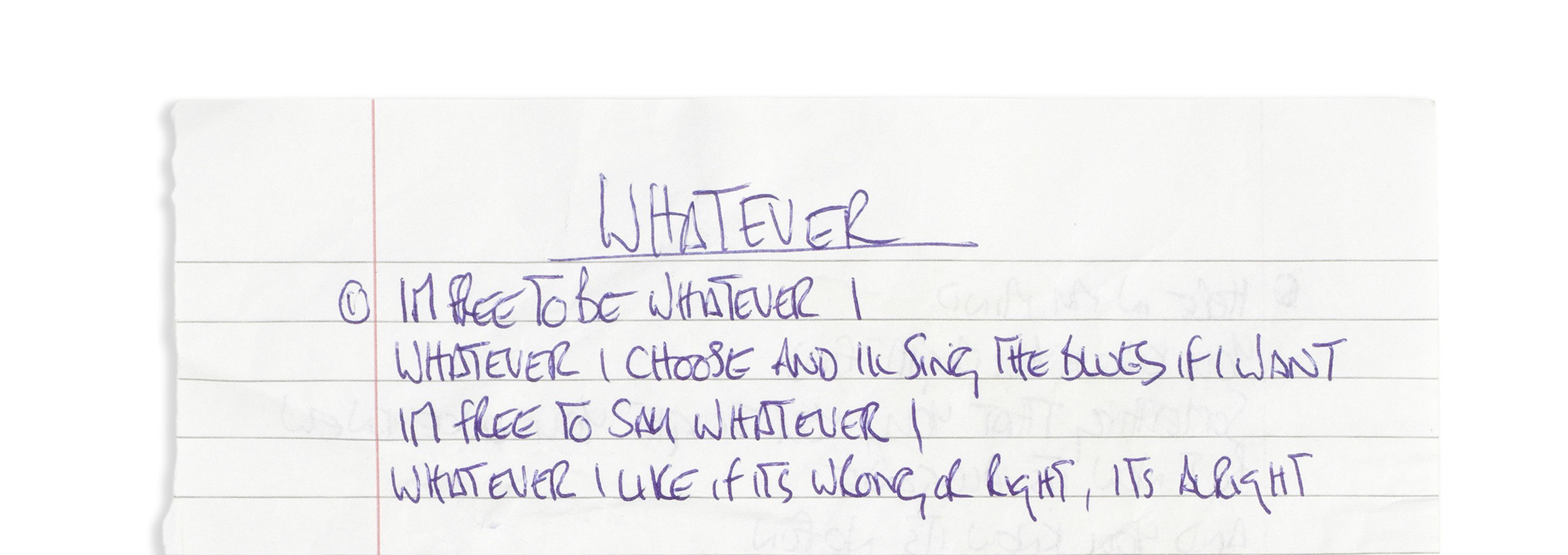 Bonhams : Oasis Noel Gallagher's handwritten lyrics for Whatever, circa ...