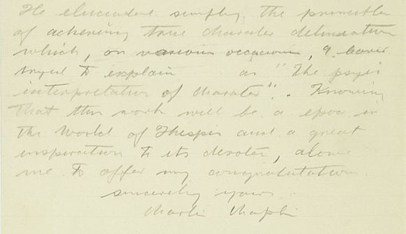 Bonhams : Charlie Chaplin An original handwritten letter and original ...