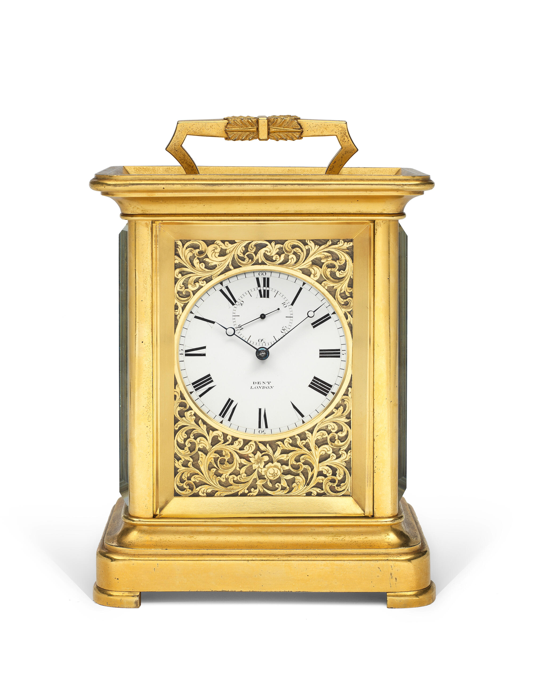 Bonhams : A FINE MID 19TH CENTURY GILT BRASS CHRONOMETER CARRIAGE TIMEPIECE WITH STAPLE BALANCE ...