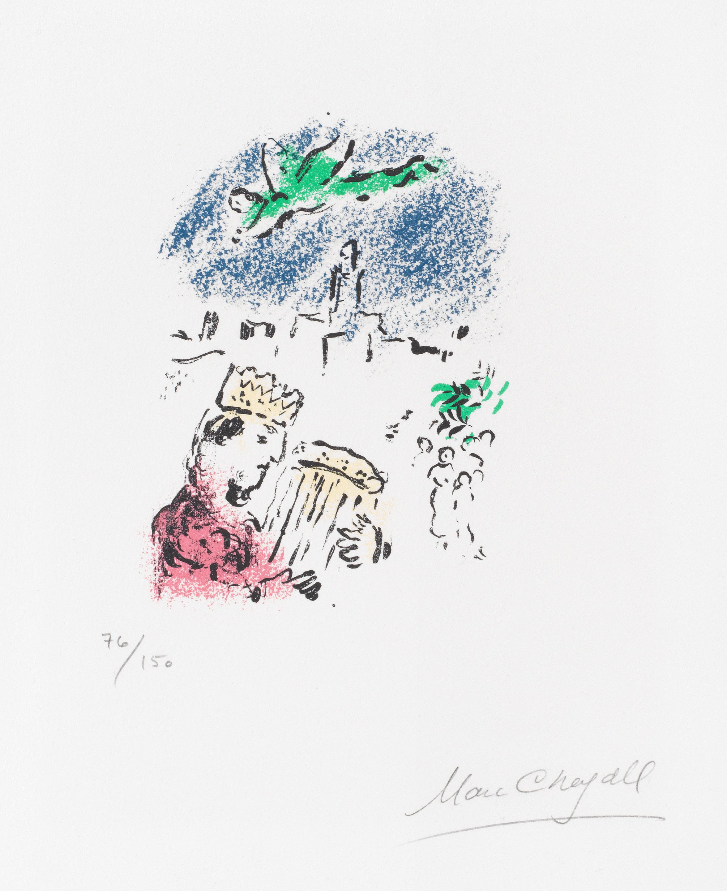 Bonhams : Marc Chagall (Russian/French, 1887-1985) David Lithograph printed in colours, 1973, on ...