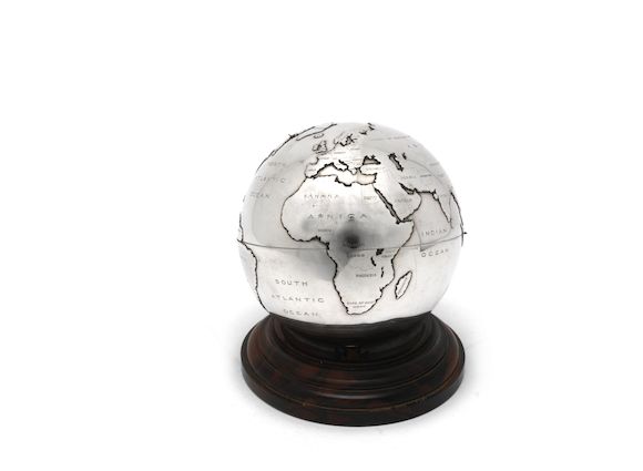 Bonhams : A silver globe cigar and cigarette box unmarked, datable by ...