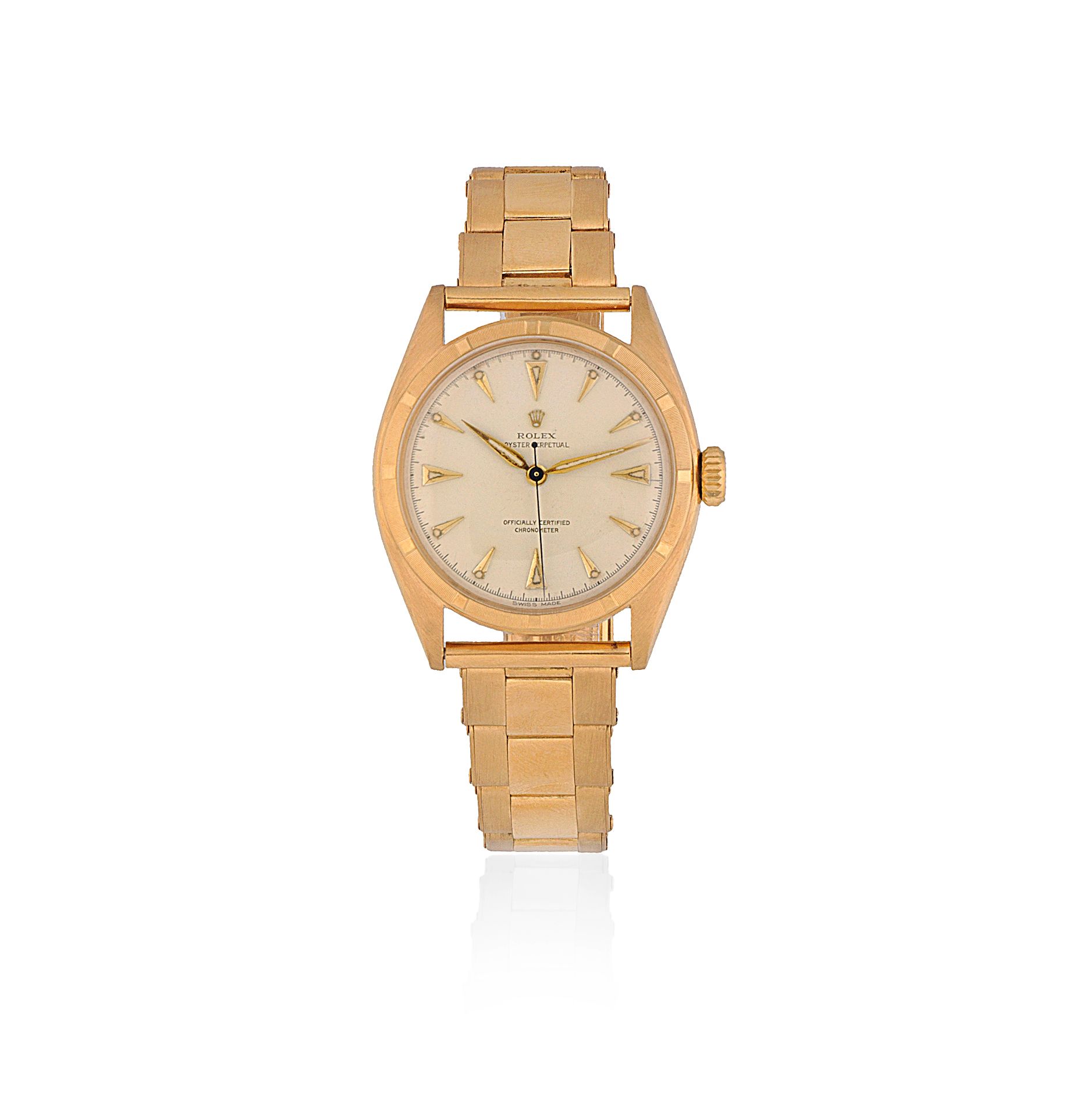 Bonhams : Rolex. An 18K gold automatic bracelet watch Oyster Perpetual ...