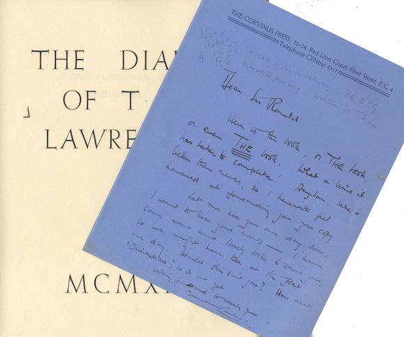 Bonhams : LAWRENCE (T.E.) The Diary of T.E. Lawrence. MCMXI, ONE OF 130 ...