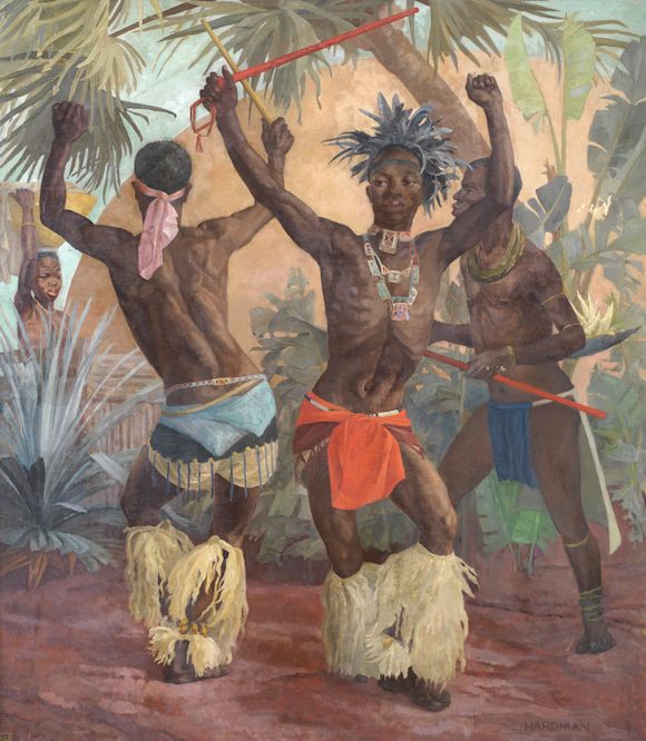 Bonhams : Winifred Elizabeth Hardman (British, 1890-1972) 'Zulu Dancers'
