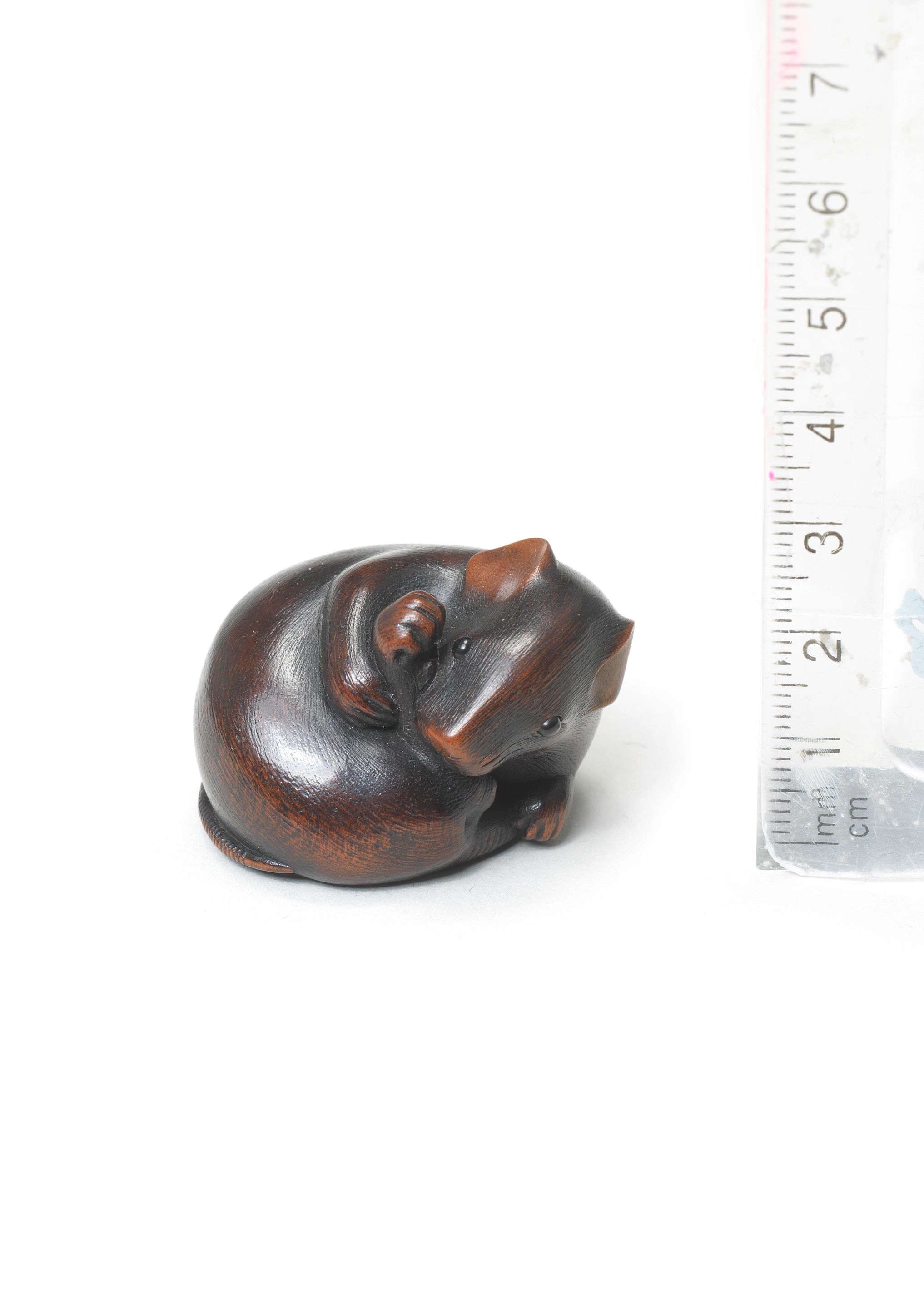 Bonhams : A wood netsuke of a rat with its head turned back By Ikkan ...