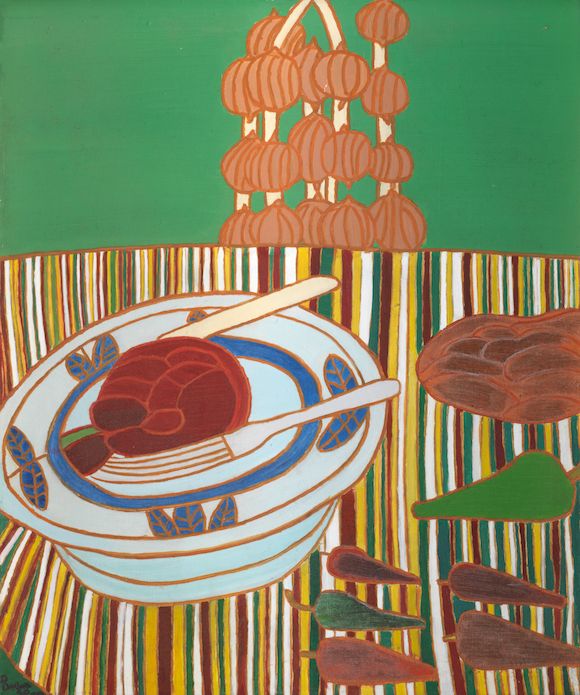 Bonhams : Bryan Pearce (British, 1929-2007) Still Life with Striped ...