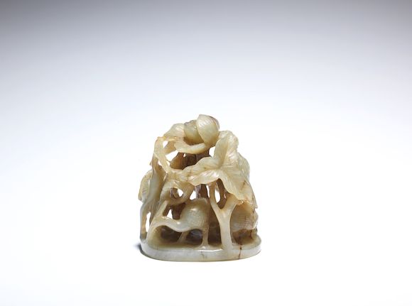Bonhams : An openwork jade hat finial Ming Dynasty