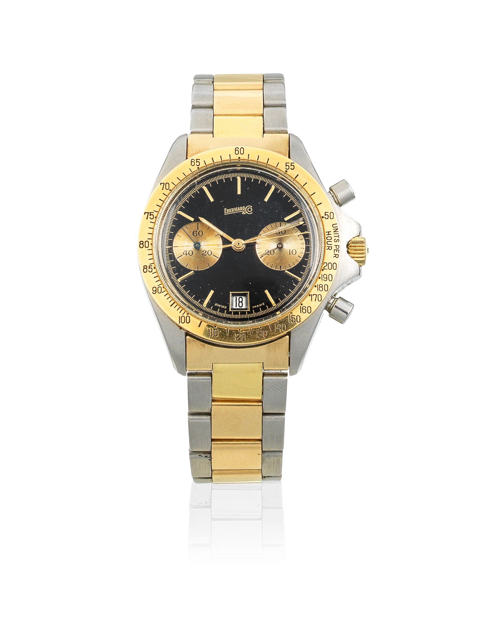 Bonhams : Eberhard & Co. A stainless steel and gold manual wind ...