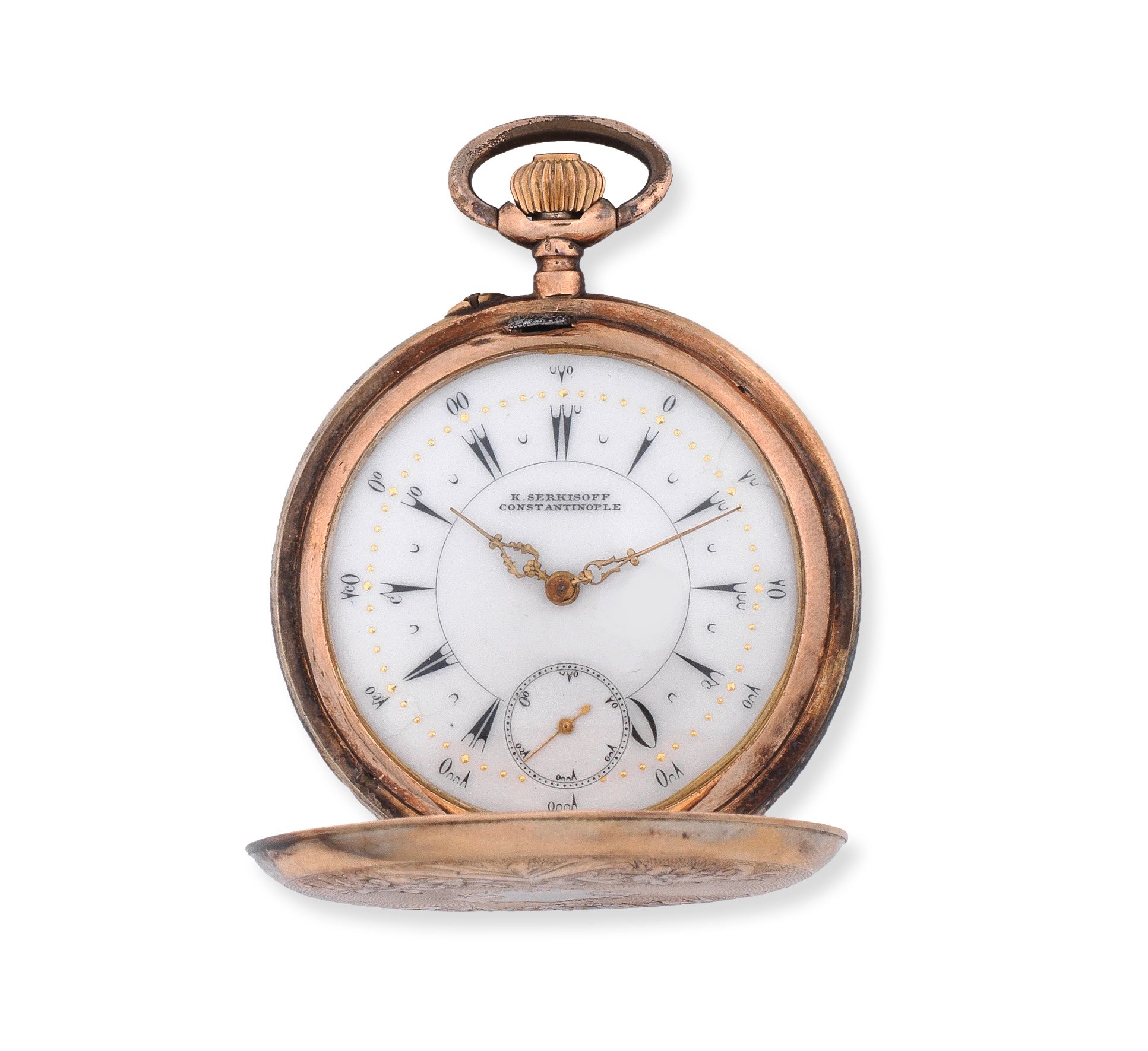 Bonhams : An 18K gold keyless wind full hunter pocket watch for the ...