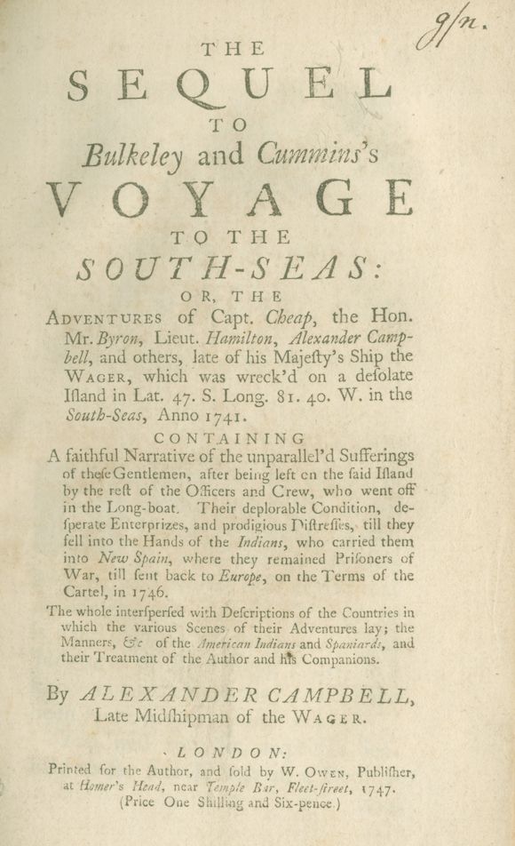 Bonhams : CAMPBELL (ALEXANDER) The Sequel to Bulkeley and Cummins ...