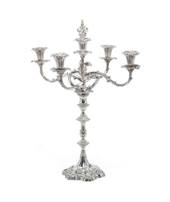Bonhams : A Victorian five-light silver candelabrum the column: George ...