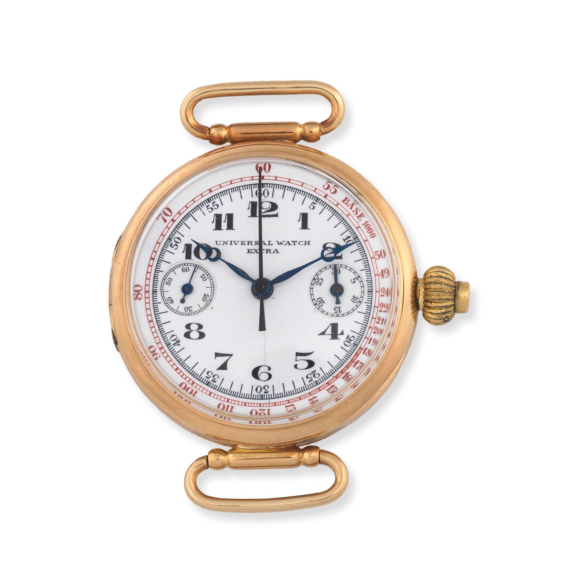 Bonhams : Universal. An 18K gold manual wind single button chronograph ...