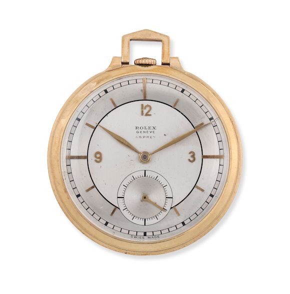 Bonhams : Rolex. A 9K gold keyless wind open face pocket watch retailed ...