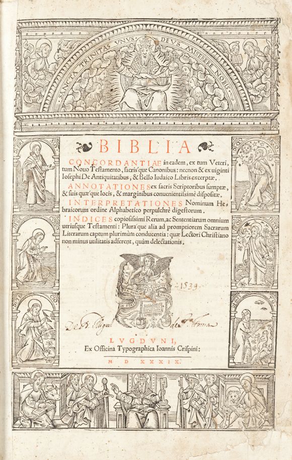 Bonhams : BIBLE, IN LATIN Biblia. Concordantiæ in eadem ...